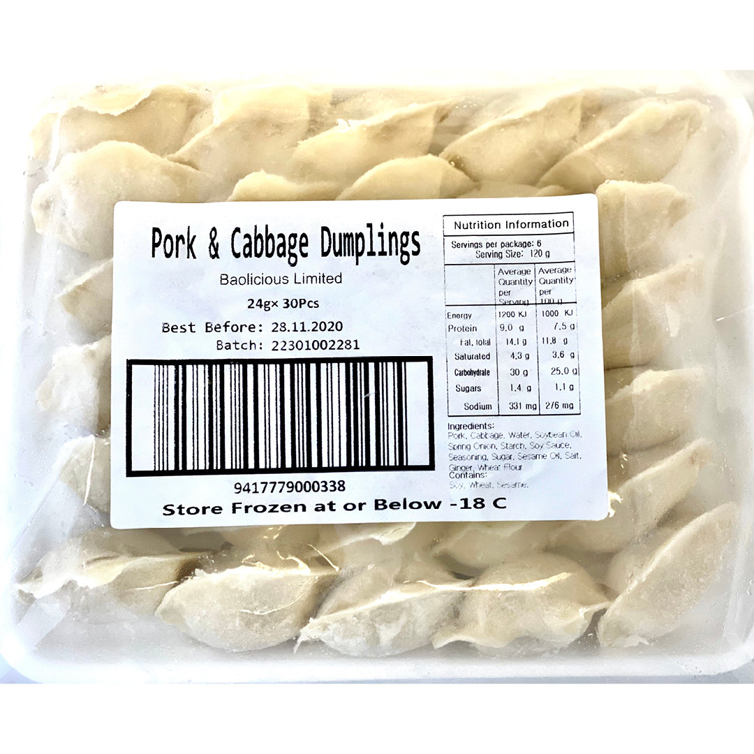 Pork & Cabbage Dumplings - 2 Packets, 30 Pieces Per Packet – Baolicious