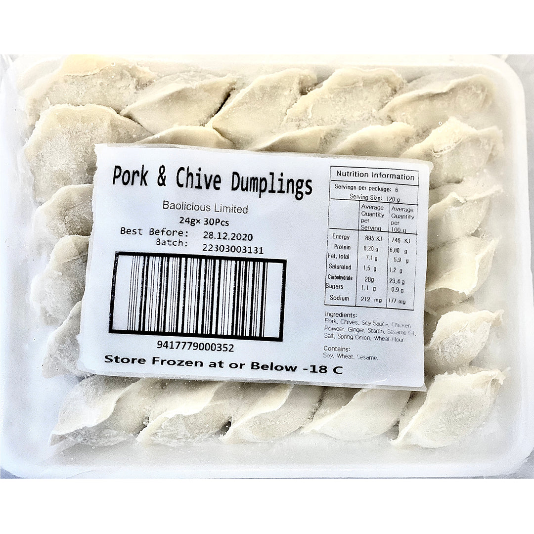 Pork & Chive Dumplings - 2 Packets, 30 Pieces Per Packet – Baolicious
